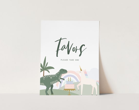 Unicorn and Dinosaur Sign Template Dinosaurs Unicorns - Etsy