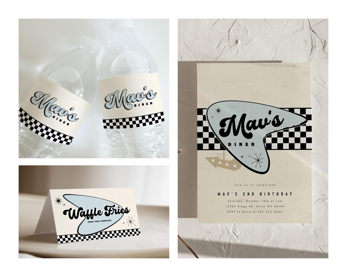 Retro 50's Diner Birthday Party Bundle (editable Template) - Etsy