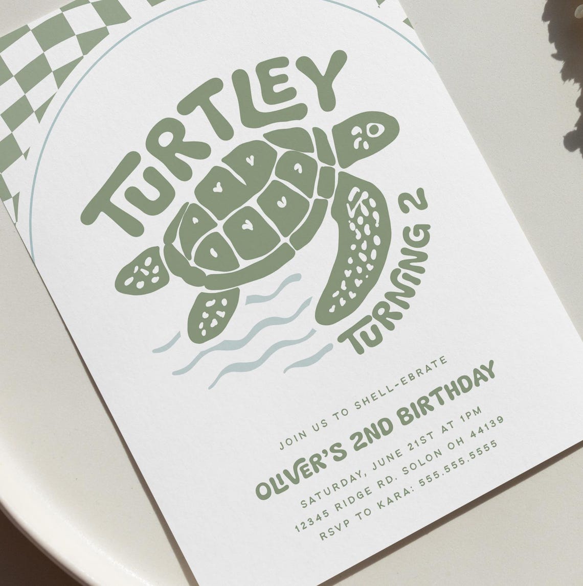 Turtle 2nd Birthday Invitation: Retro Pool Party (editable Template) - Etsy
