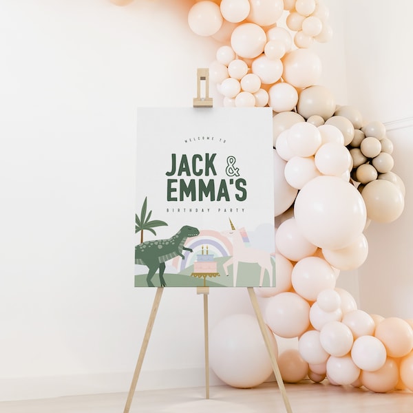 Unicorn Dinosaur Birthday Party - Etsy