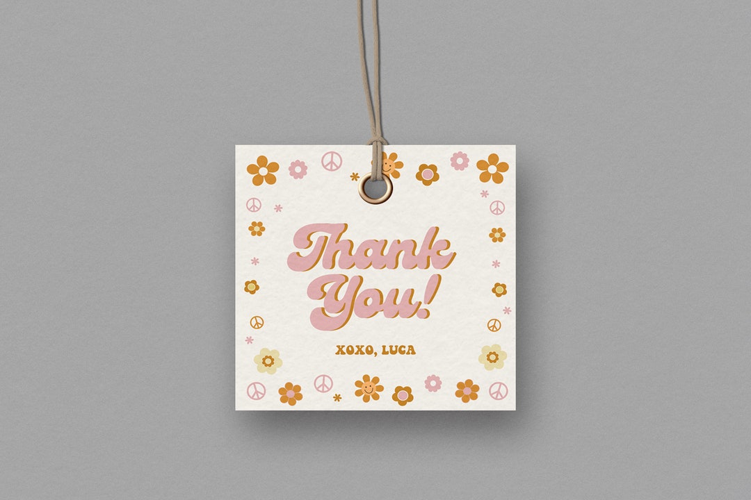 Groovy 70s Party Favor Tag: Hippie Birthday (digital Template) - Etsy