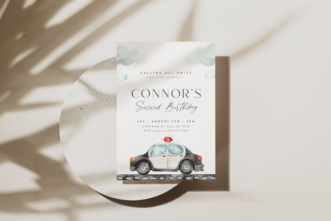 Editable Police Invitation Police Birthday Invitation Police Officer ...