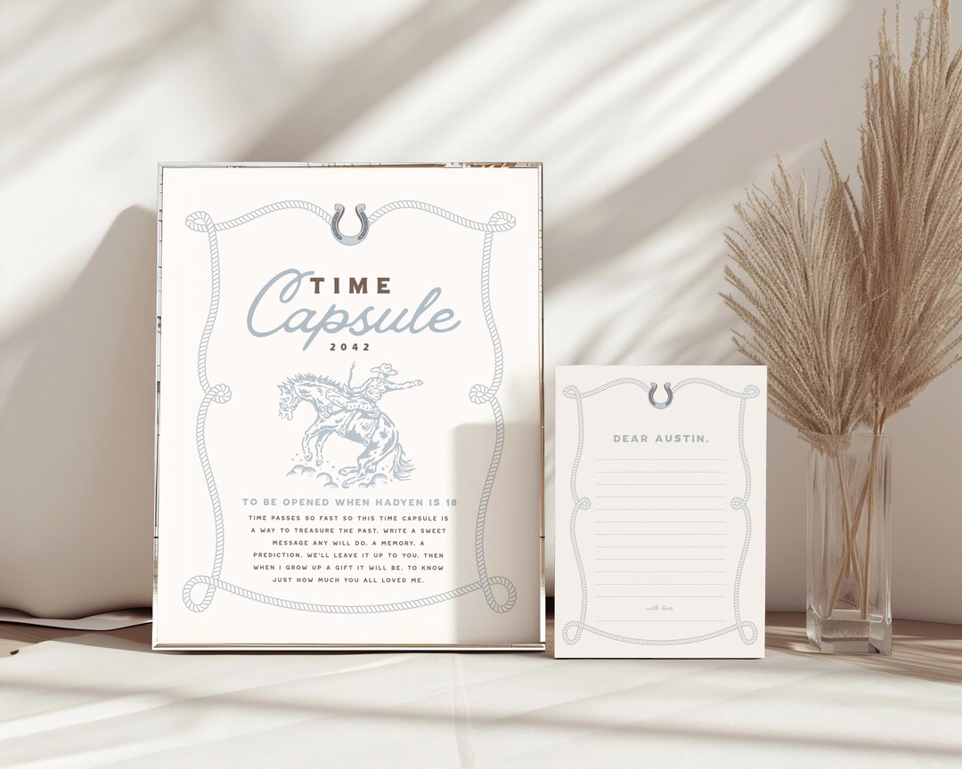 Rodeo Time Capsule Template Editable Cowboy Birthday Sign Wild West ...