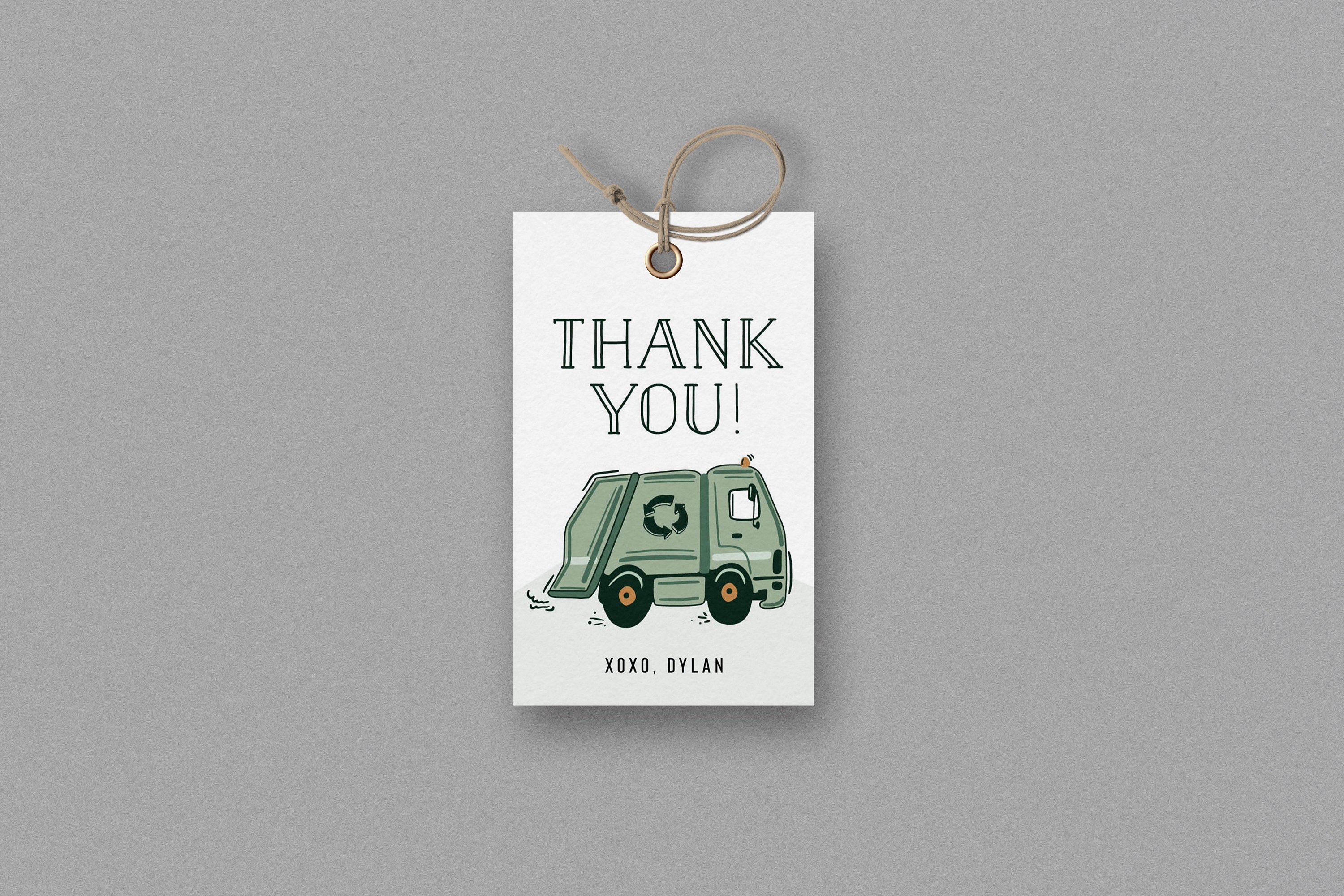 Garbage Truck Favor Tags Modern Garbage Truck Thank You Tag - Etsy