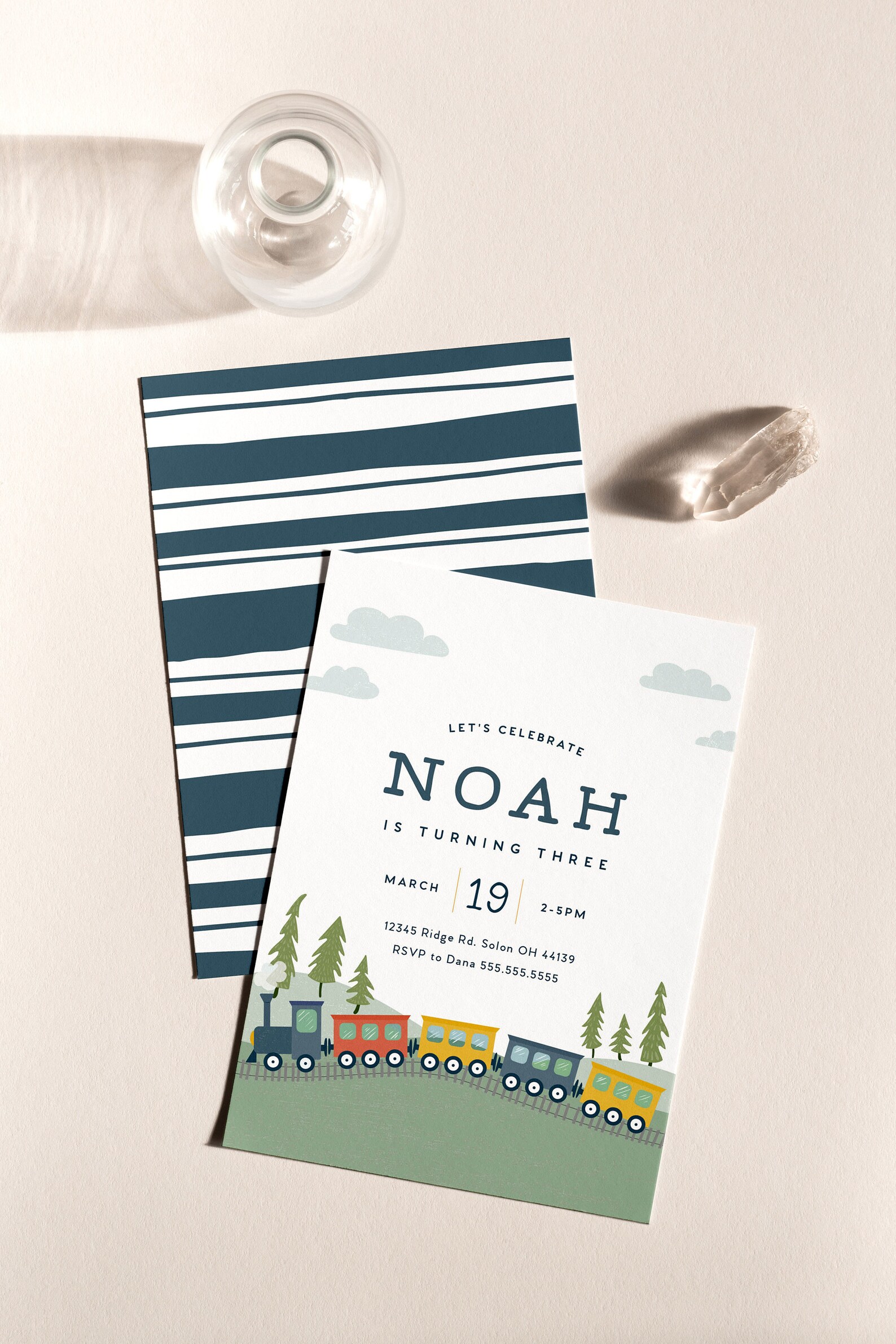 Train Birthday Invitation Modern Train Invitation Editable - Etsy