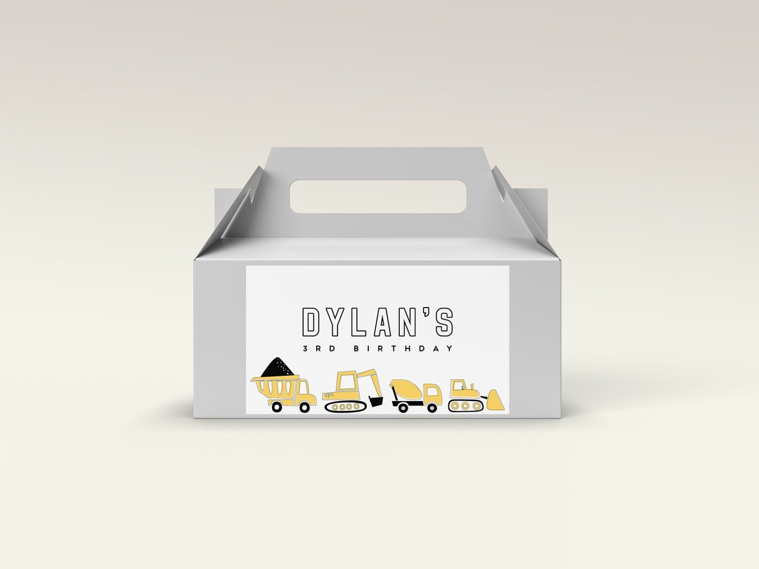 Construction Trucks Box Label, Editable Template, INSTANT DOWNLOAD - Etsy