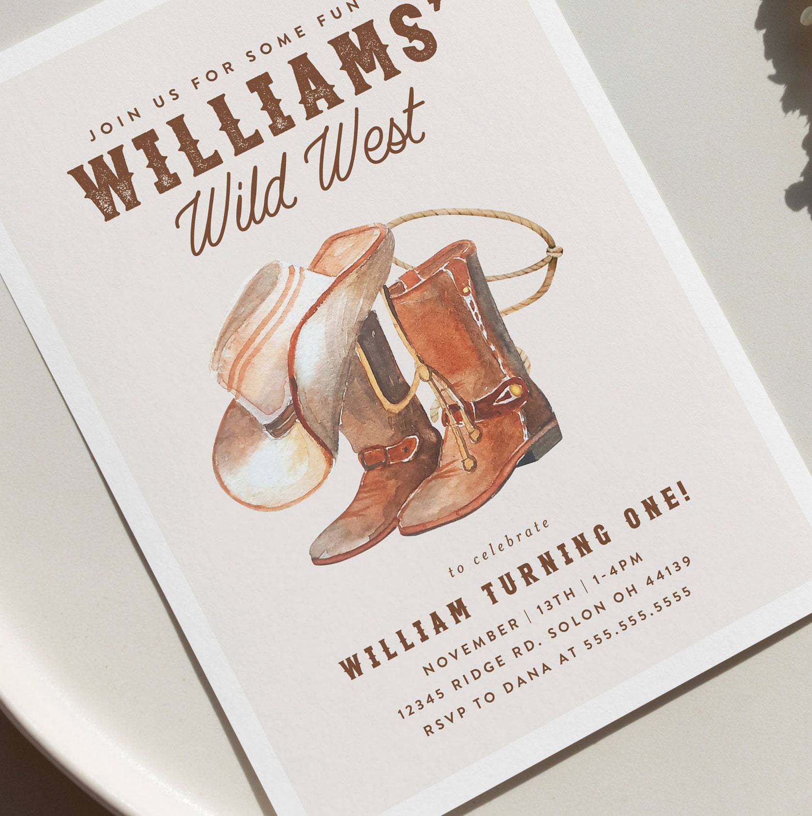 Wild West Birthday Invitation Modern Cowboy Birthday Party Western Boy ...