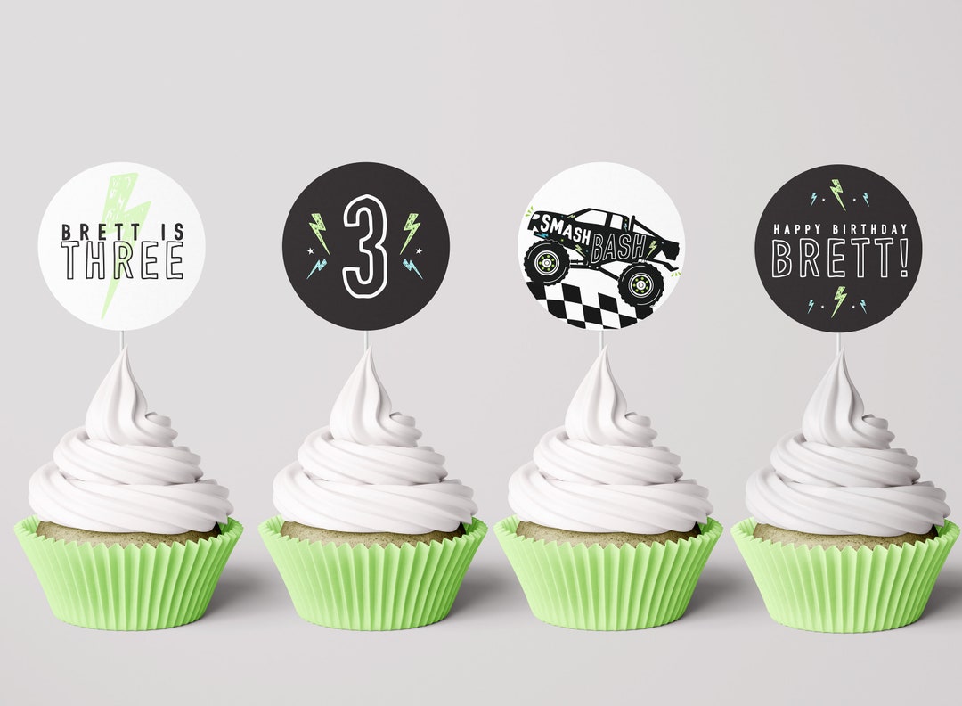 Monster Truck Toppers Template, Monster Jam Stickers, Monster Bash ...