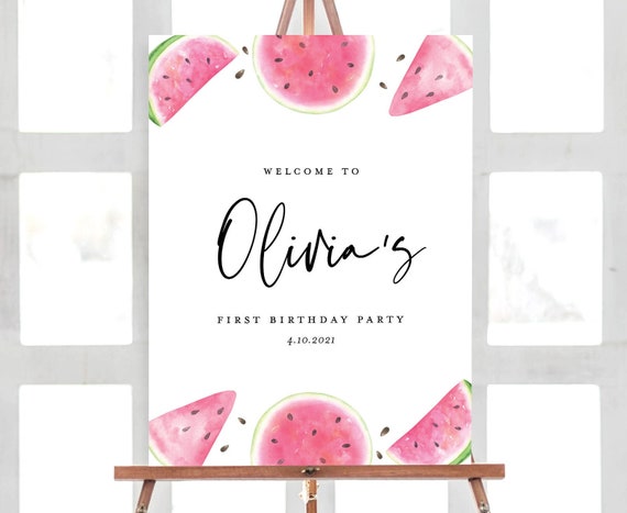 Watermelon Welcome Sign Watermelon Birthday Welcome Sign One - Etsy