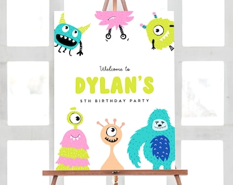 Editable Monsters Welcome Sign Instant Download Baby Monster Welcome ...