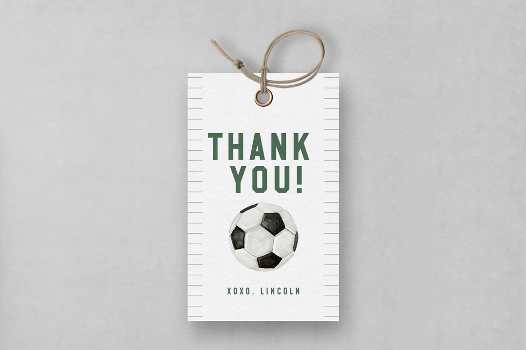 Soccer Birthday Favor Tag, Modern Soccer Party, Soccer Ball, Soccer ...