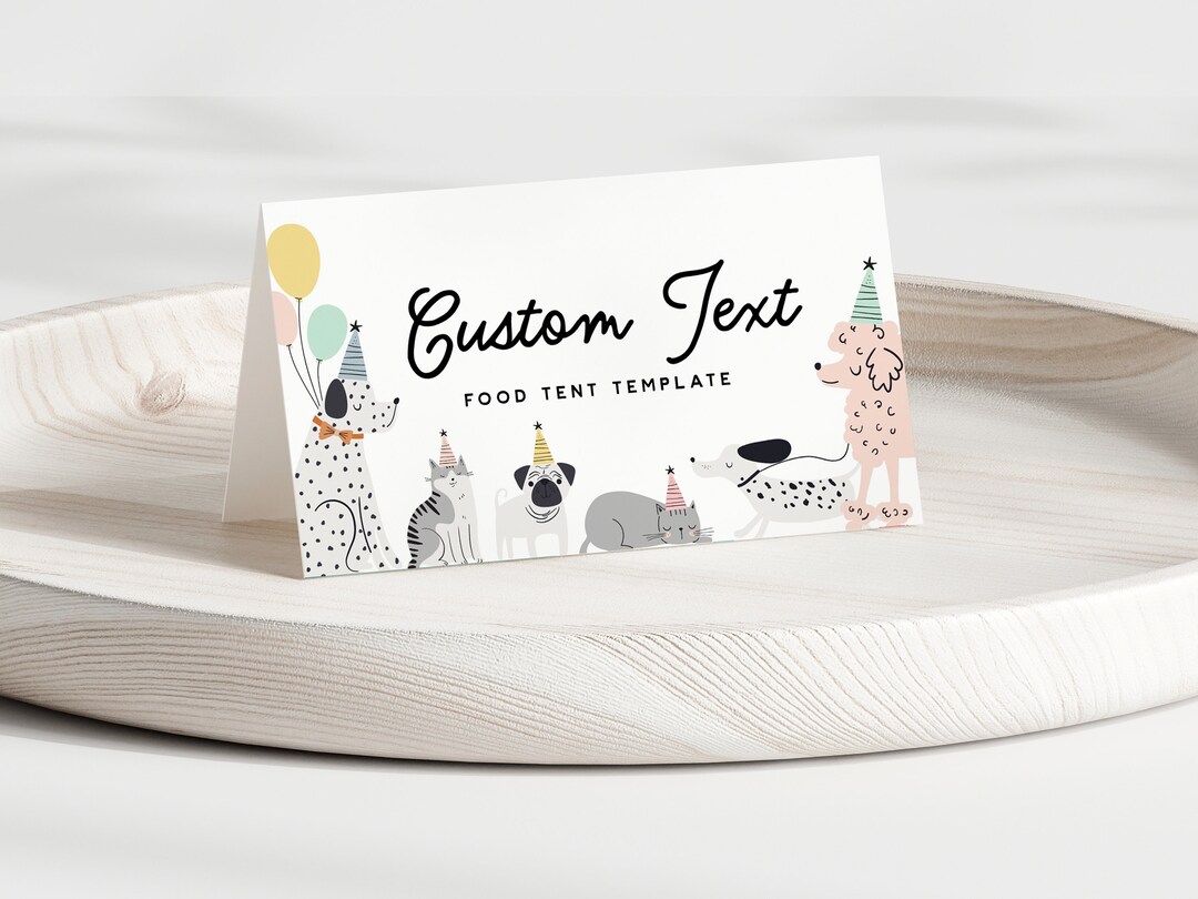 Editable Dog and Cat Birthday Food Tents, Puppy Pawty Food Labels, Dog ...