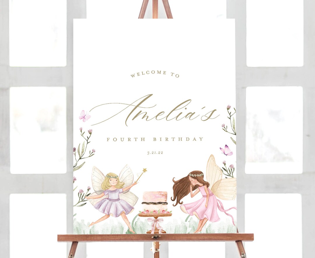 Editable Fairy Welcome Sign, Fairy Garden Party, Fairy Birthday Welcome ...