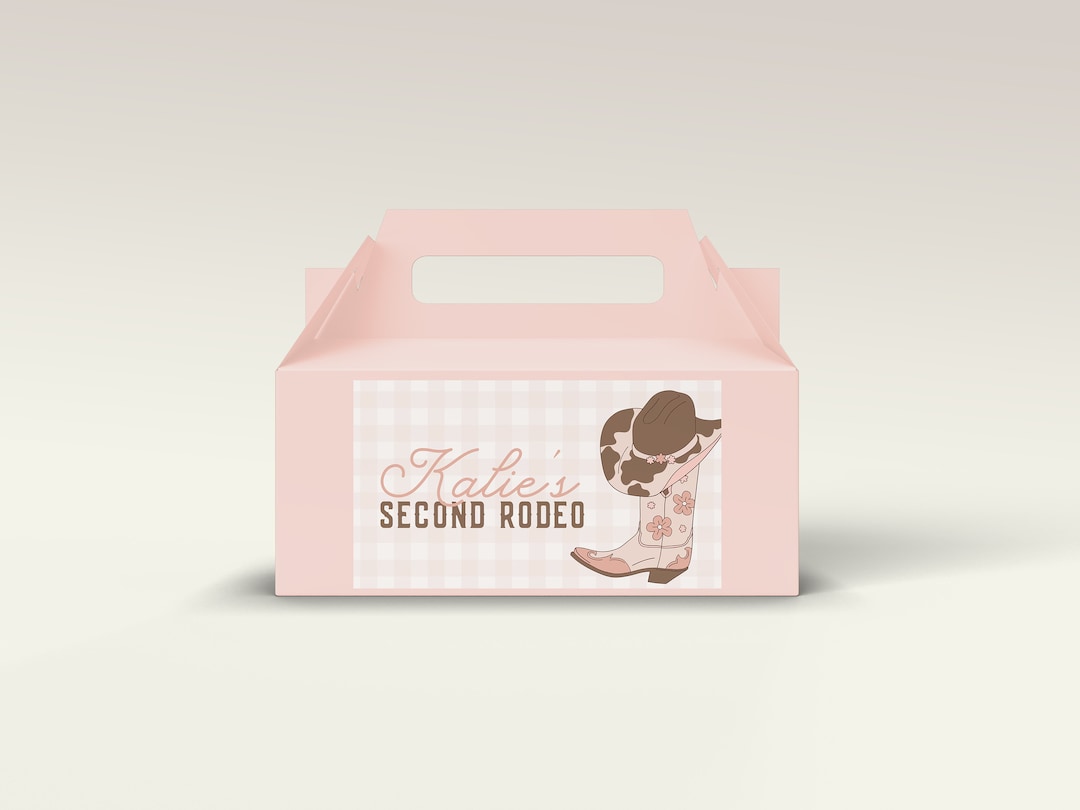 Editable Second Rodeo Label, Cowgirl 2nd Birthday Gable Label, Western ...