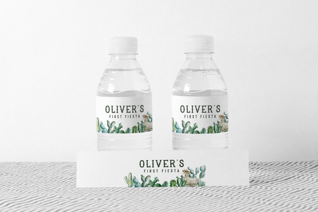 Editable Fiesta Water Bottle Labels, First Fiesta, Modern Fiesta Water ...