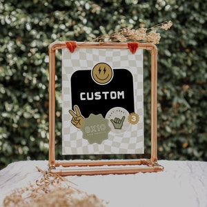 Checkered Smiley Face Cupcake Toppers Template Rad Birthday Stickers ...