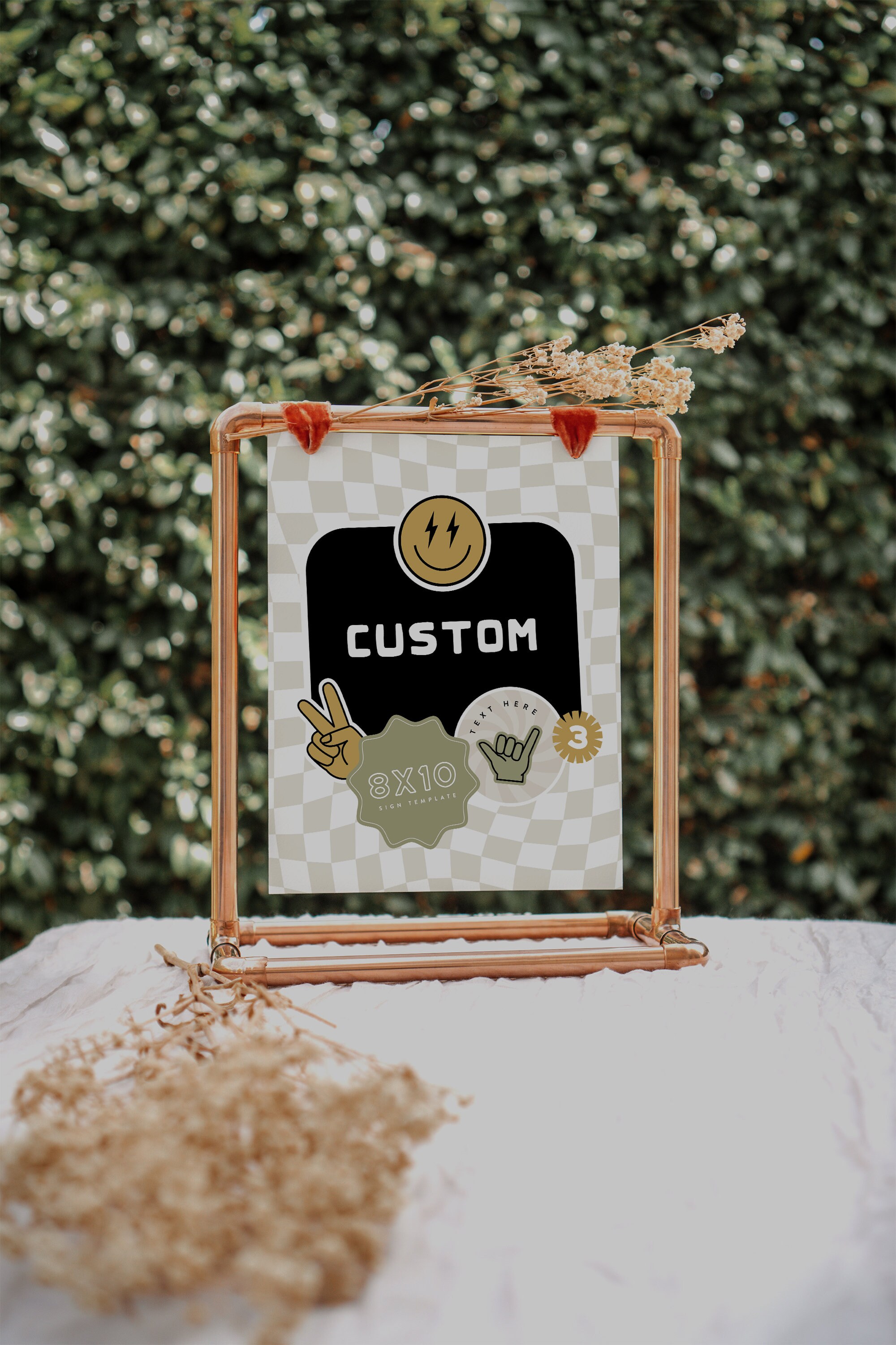 Checkered Smiley Face Food Tent Template: Retro Birthday Decor ...