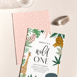 Wild One Invitation, Girl Wild One, Wild One Animals, Girl 1st Birthday ...
