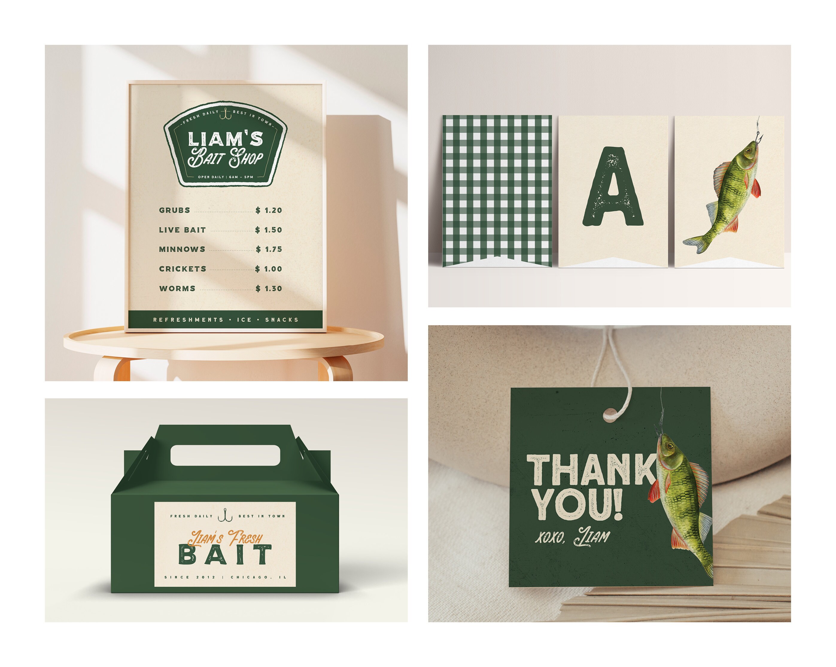 Fishing Birthday Party Bundle: Editable Corjl Templates (digital ...