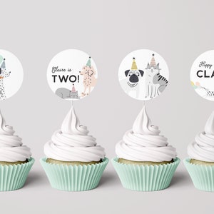 Editable Dog and Cat Theme Favor Tags, Puppy Pawty Favor Tags, Kitty ...