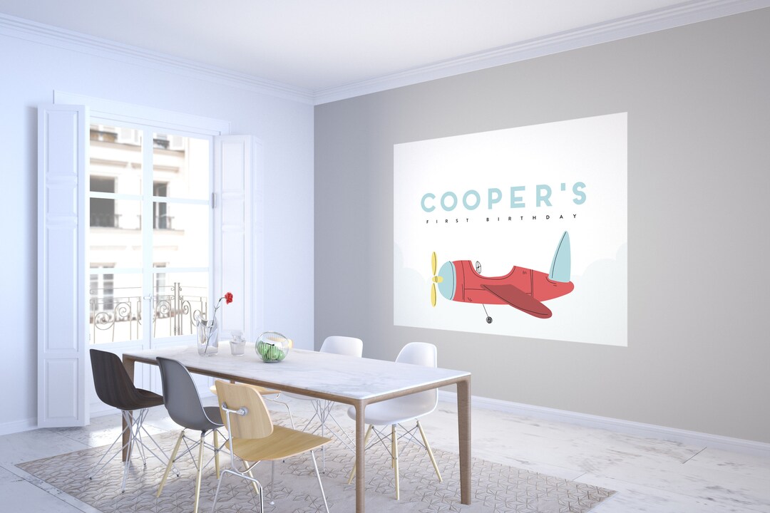 Airplane Birthday Party Backdrop Template, Modern Plane Birthday ...