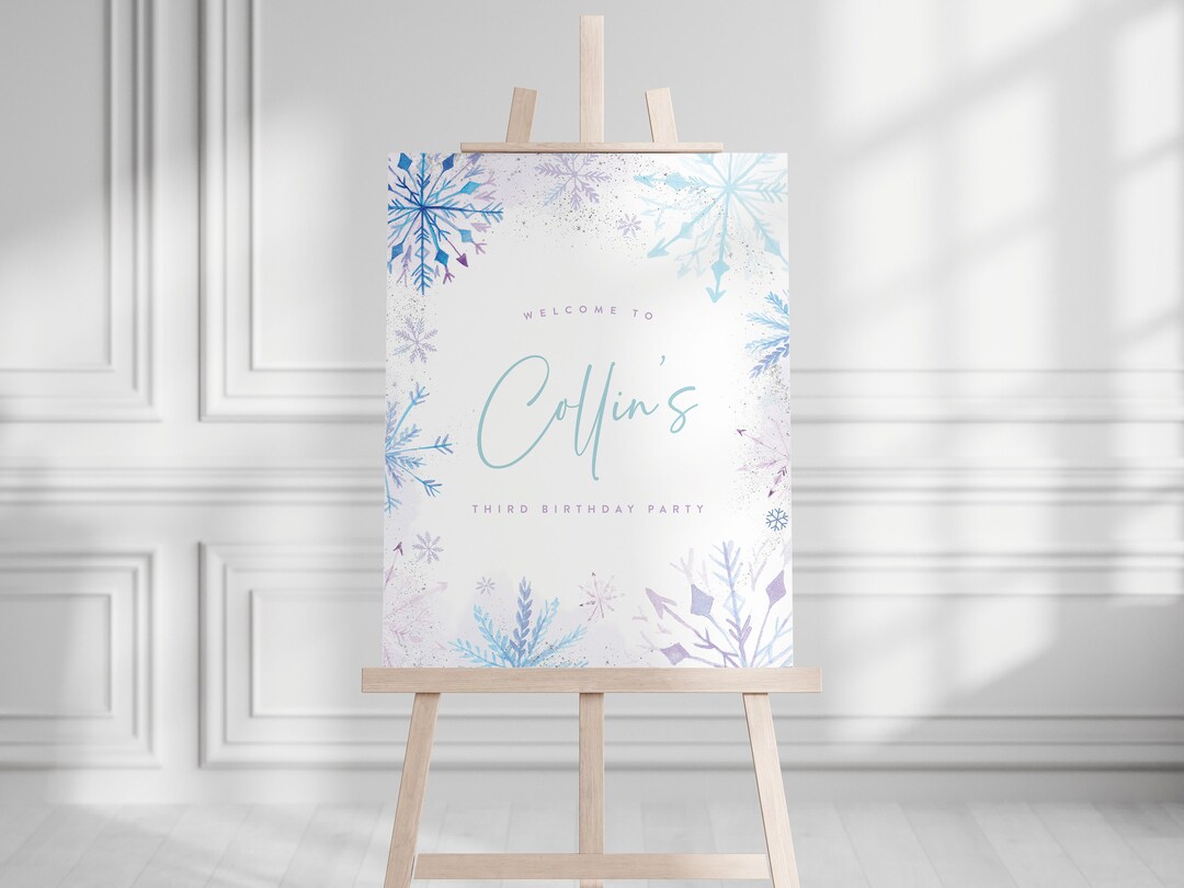 Modern Winter Birthday Welcome Sign, Winter Wonderland, Winter Princess ...