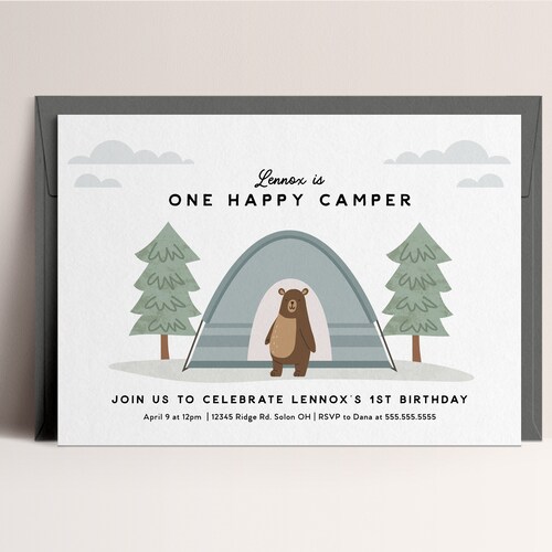 One Happy Camper Editable Invitation Printable - Etsy