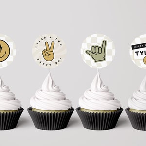 Checkered Smiley Face Water Bottle Label Template Rad Birthday - Etsy