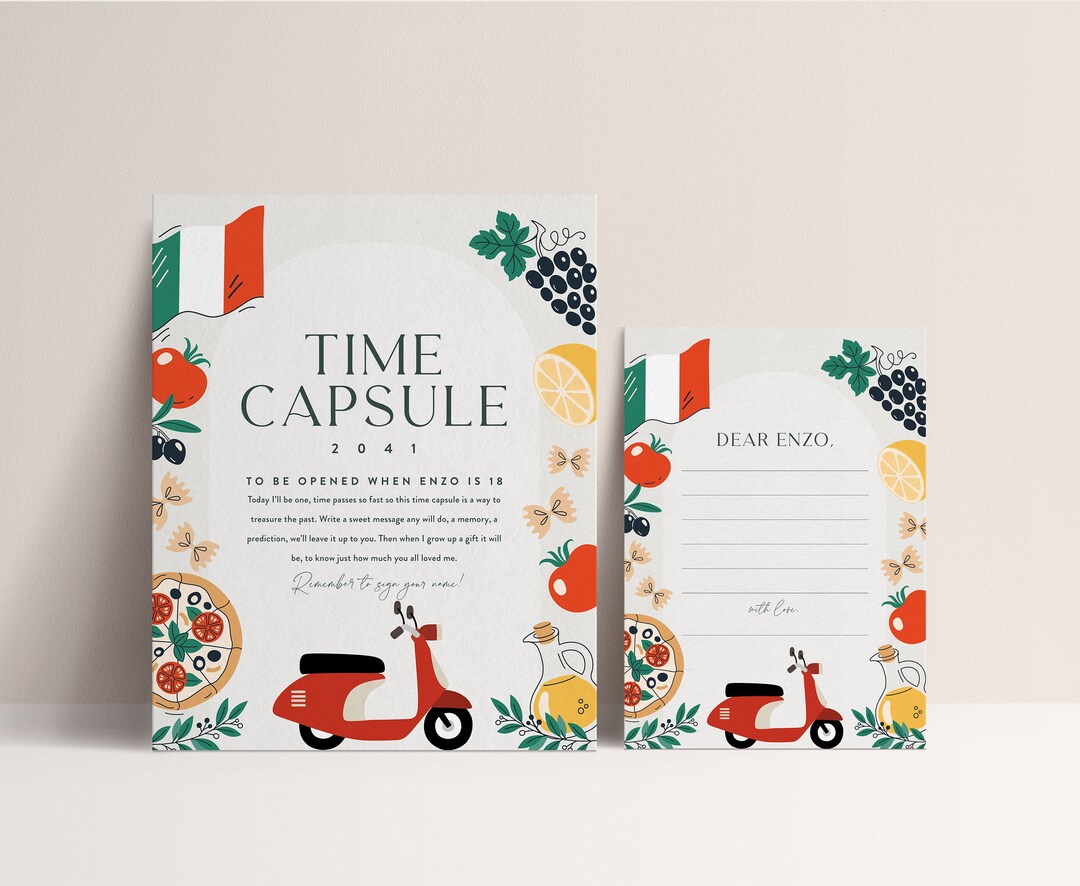 Italian Birthday Time Capsule Italian Themed Birthday Party Italy Theme ...