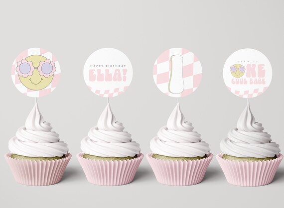 Pink Smiley Face Cupcake