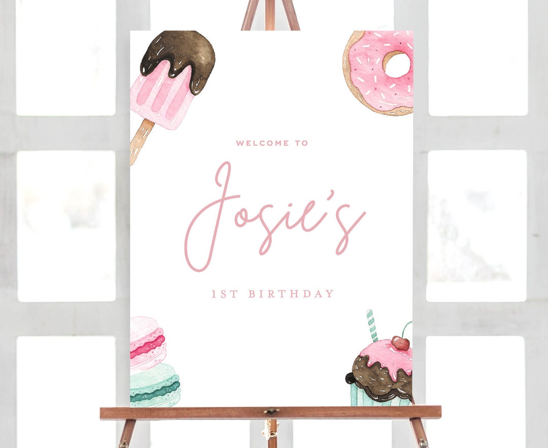 Sweets Welcome Sign, Sweet One Birthday Welcome Sign, Two Sweet Welcome ...