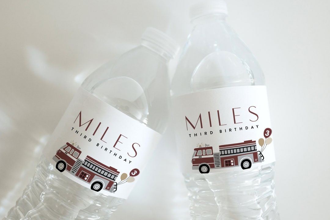 Fire Truck Water Bottle Label Template Fire Engine Fire Truck Birthday ...
