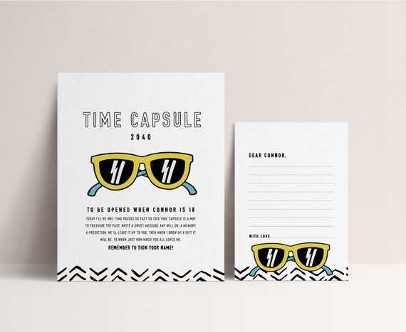 Two Cool Birthday Time Capsule Modern Two Cool Party | Etsy