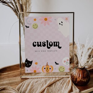 Retro Halloween Welcome Sign Template Girl Halloween - Etsy