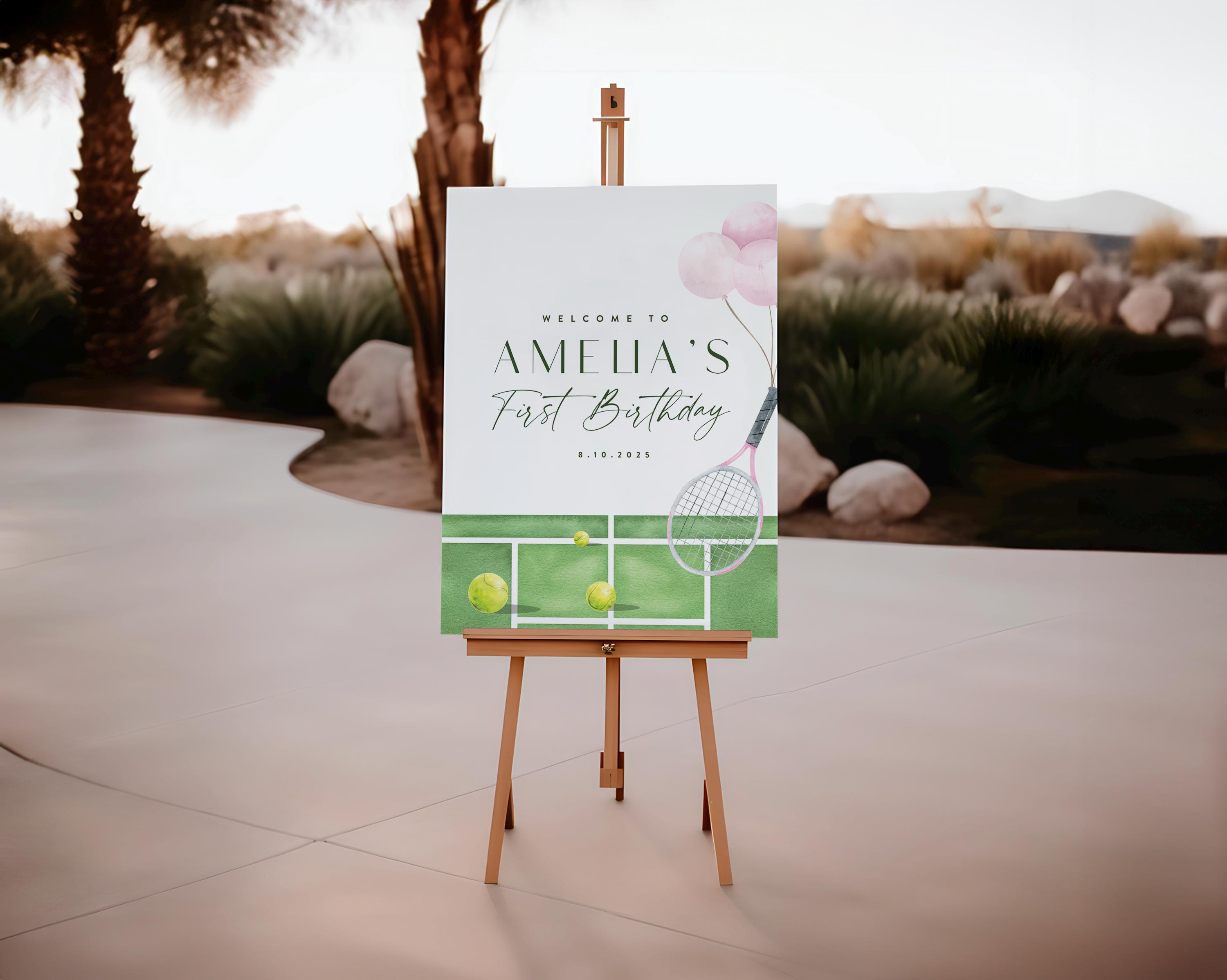 Tennis Welcome Sign Template: Editable Girl Birthday Party Decor ...