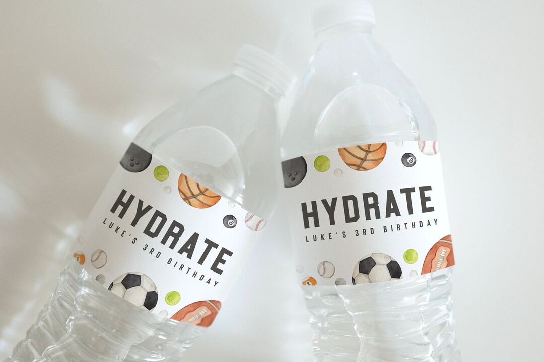 Editable Sports Water Label Template, Sports Birthday Water Bottle ...