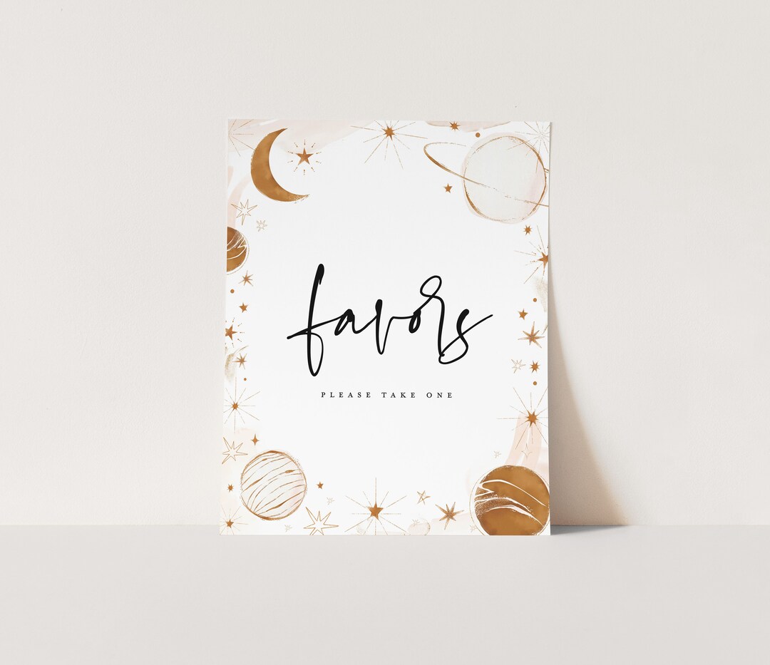 Editable Modern Space Table Top Signs, Minimalistic Space, Galaxy, Moon ...