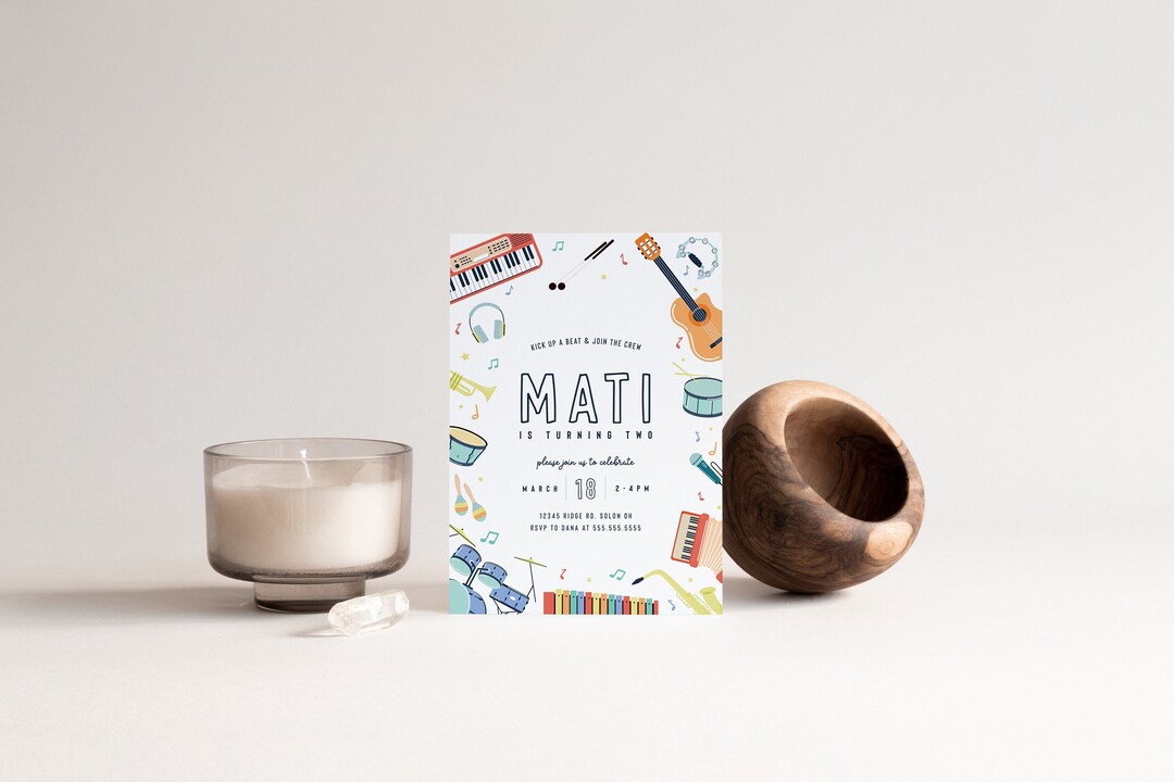 Music Birthday Invitation Musical Instruments Invitation Music Party ...