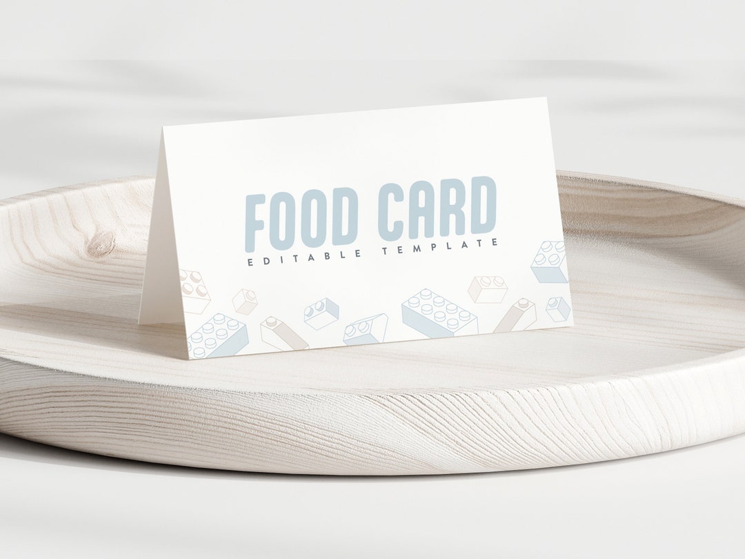 Building Blocks Food Card Template: Modern Brick Boy Birthday (digital ...