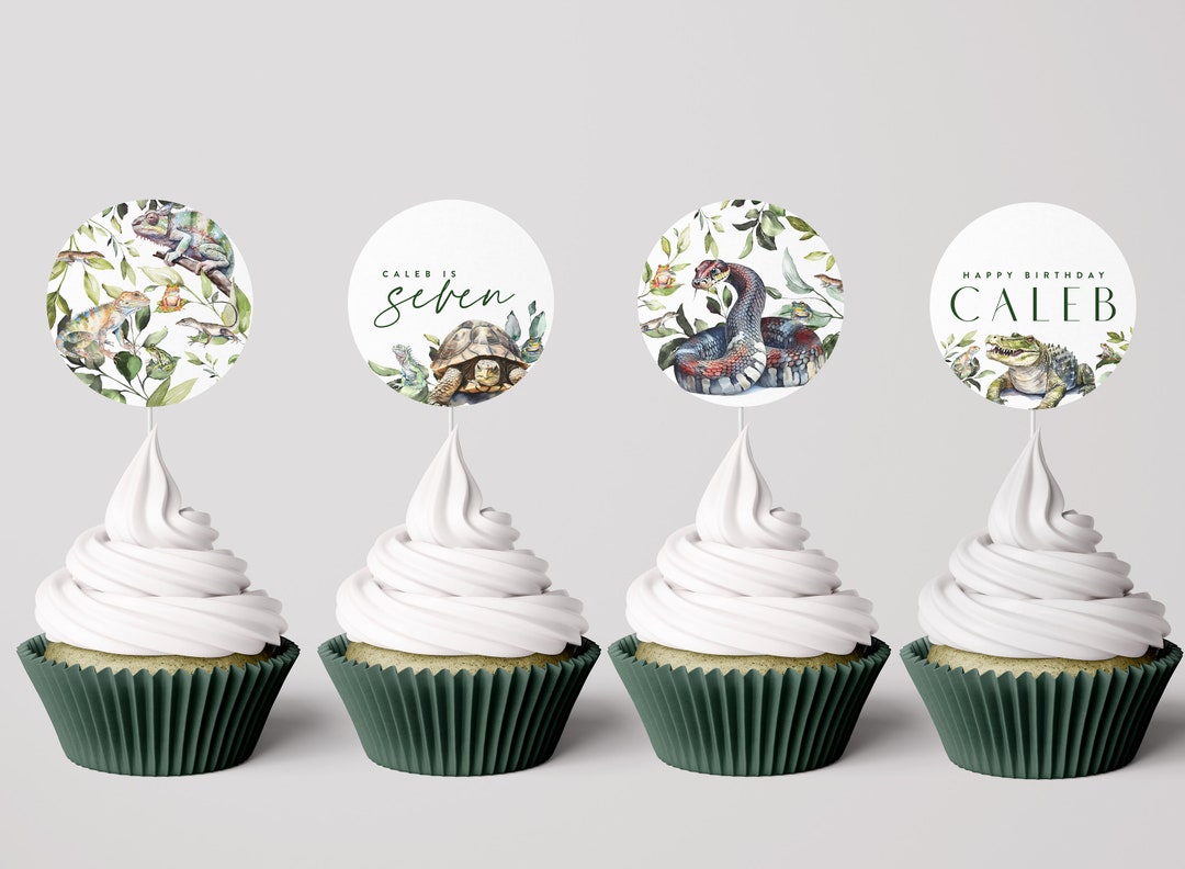Reptile Cupcake Toppers, Alligator Topper, Snake and Lizard Party ...