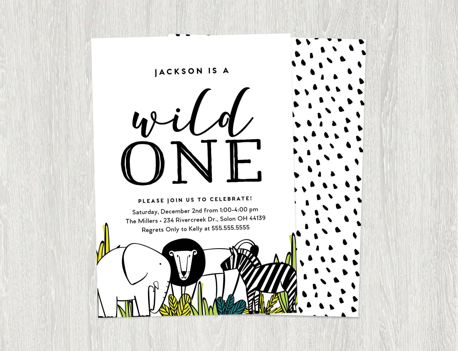 Wild One Favor Tags Modern Wild One Jungle Safari Animals | Etsy
