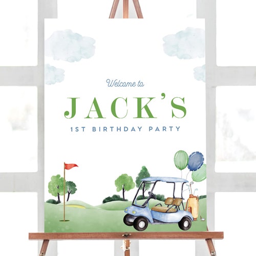 Golf Birthday Welcome Sign Hole in One Welcome Sign - Etsy