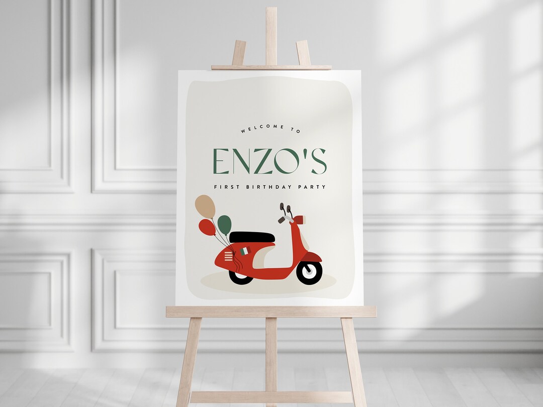 Vespa Birthday Welcome Sign: Italian Theme Party (digital Editable ...