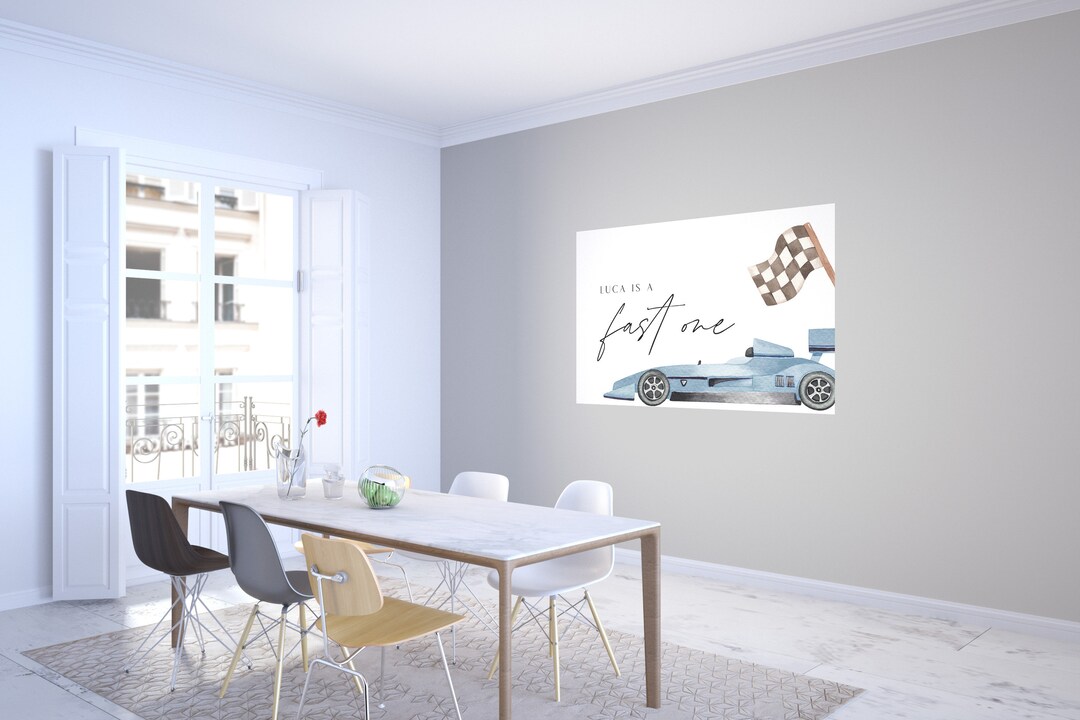 Race Car Birthday Backdrop, Two Fast, Fast One, Blue Race Car, Editable ...