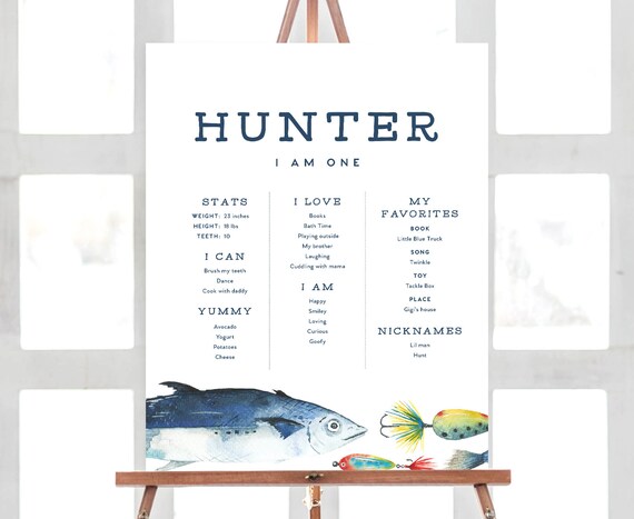 Fishing Birthday Milestone Board O-fish-ally the Big ONE | Etsy