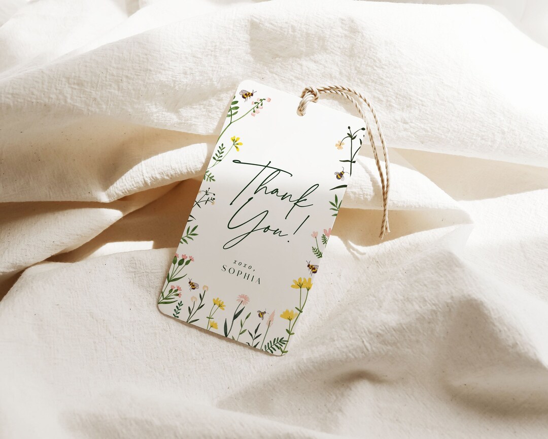 Bee Birthday Favor Tag Template: Floral Garden (INSTANT DOWNLOAD) - Etsy