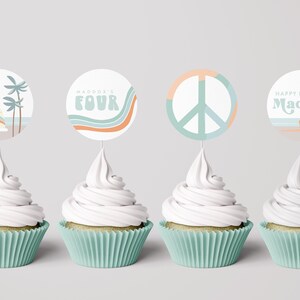 Retro Surf Birthday Editable Signs, Boy Surf Birthday, Peace Love and ...