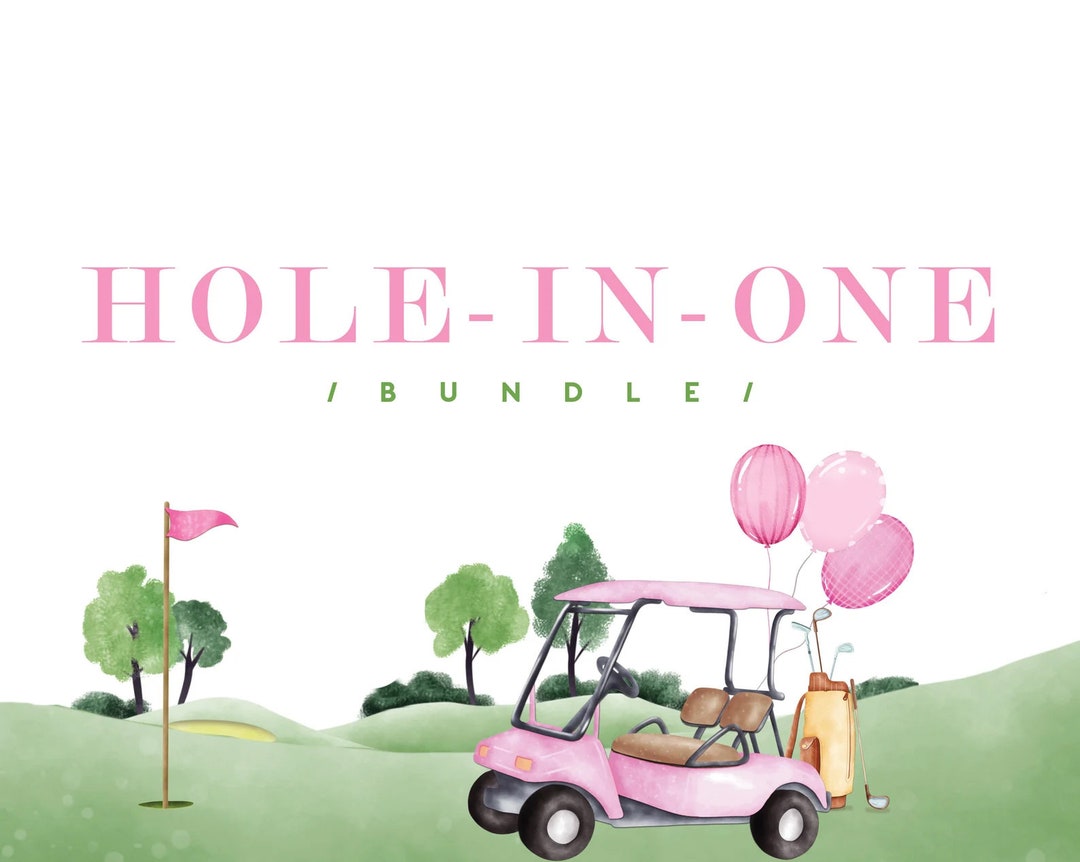 Pink Golf Birthday Party Package: Editable Corjl Templates (digital ...