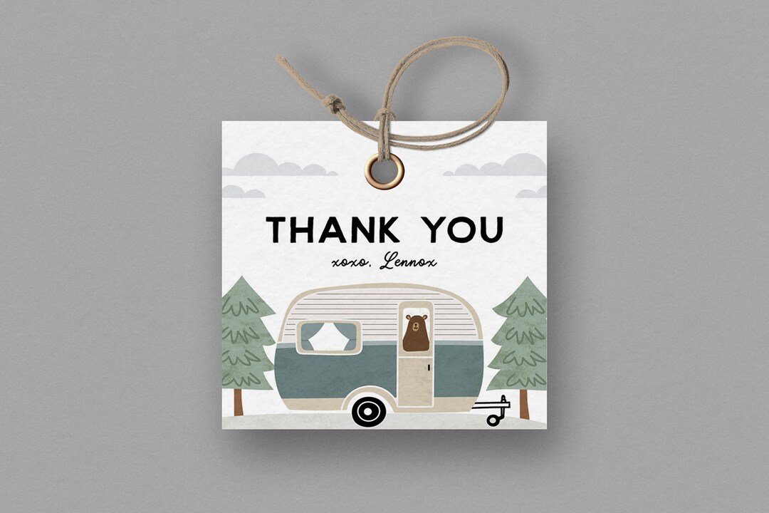 Editable Happy Camper Favor Tag, One Happy Camper, Camping Birthday ...