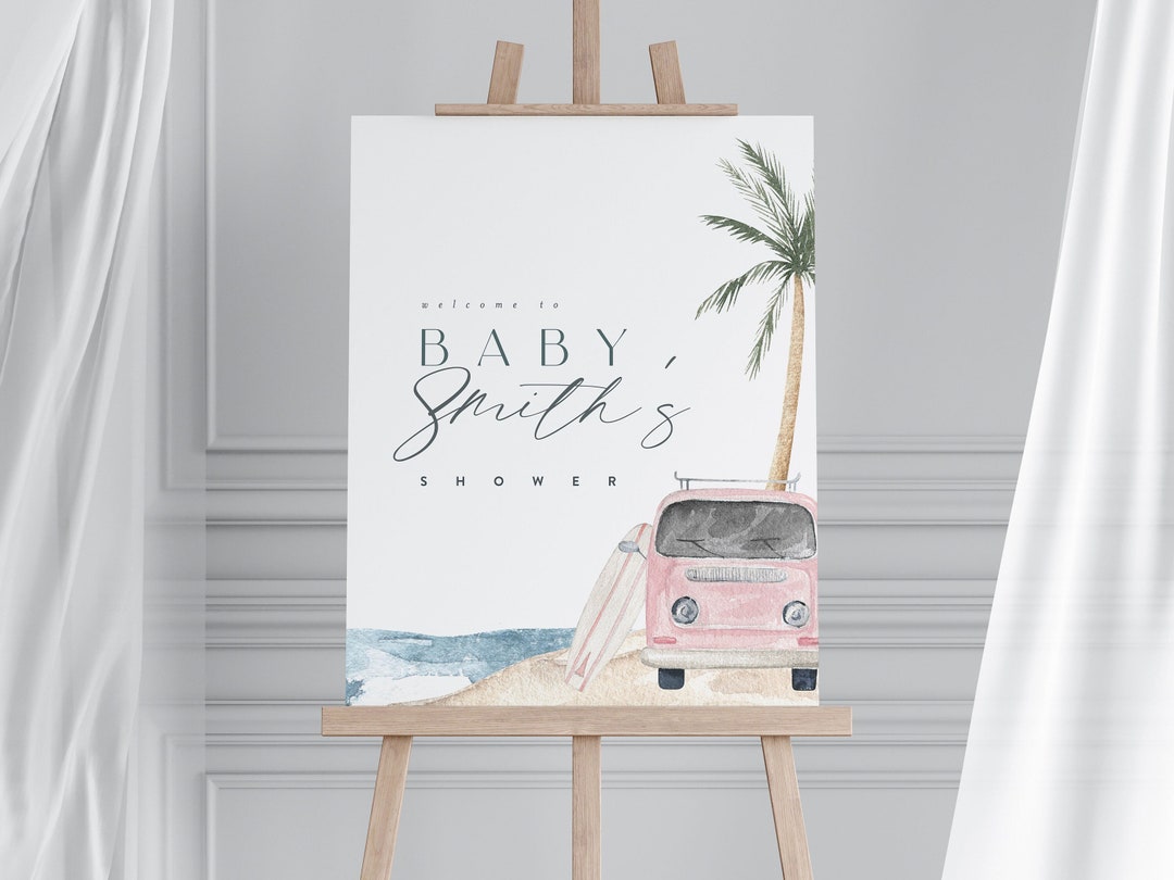 Baby on Board Welcome Sign, Surf Beach Baby Shower Welcome Sign ...